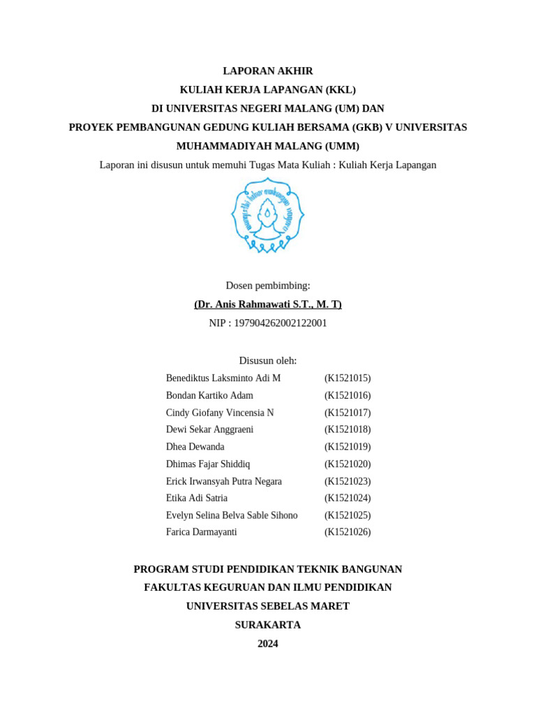Laporan KKL Proyek GKB V UMM | PDF