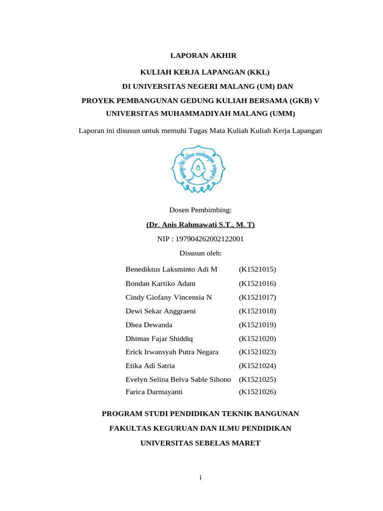 Laporan KKL Proyek GKB V UMM | PDF