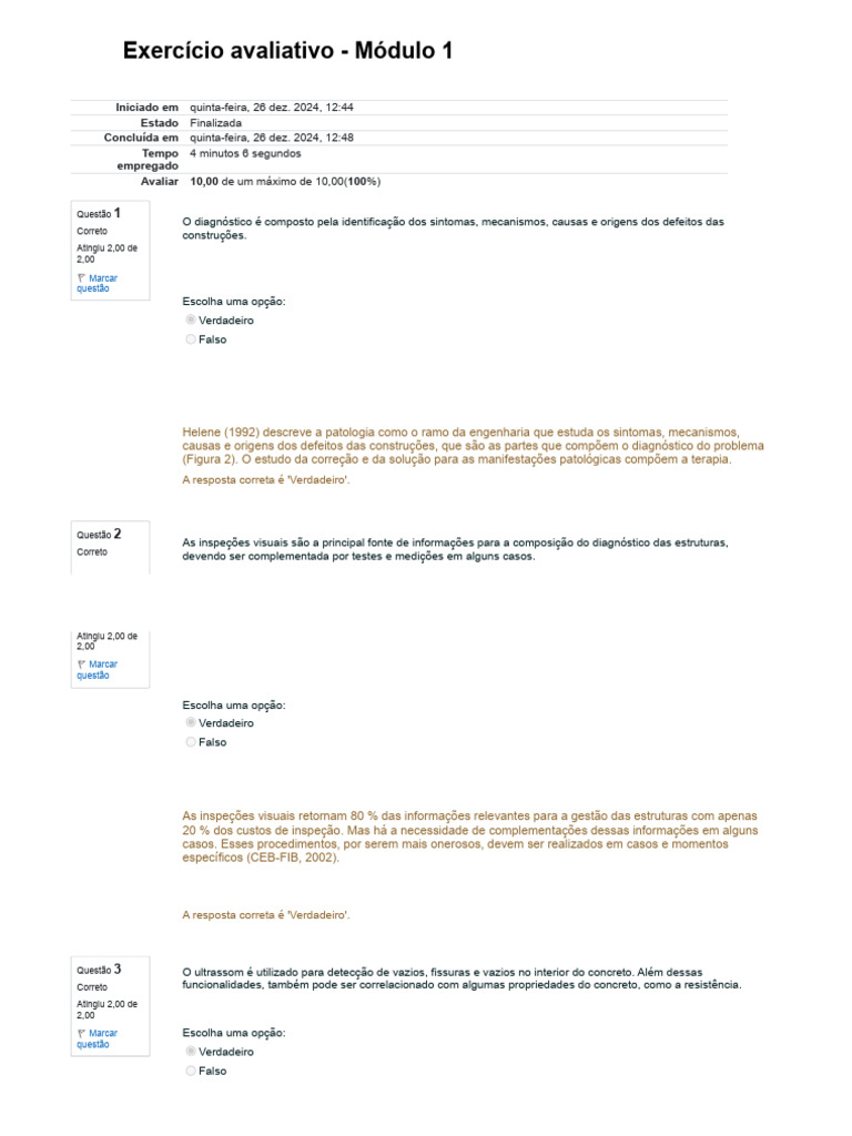 Exercício Avaliativo - Módulo 1_Patologia em Estruturas_concreto | PDF | Patologia
