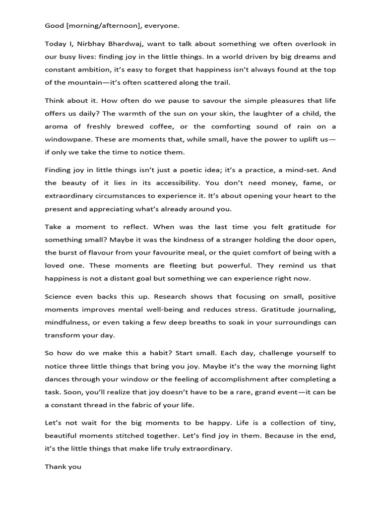 Nirbhay's Speech | PDF