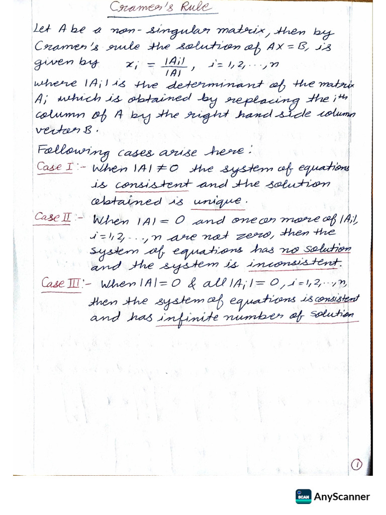 Cramer - S Rule | PDF