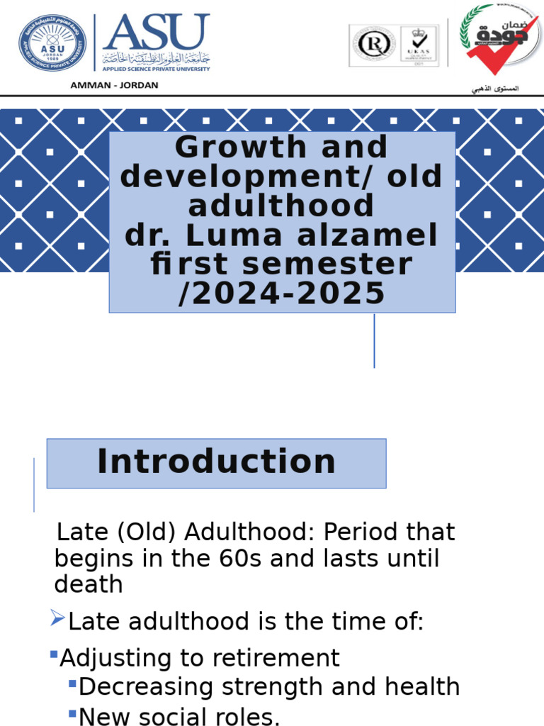 Understanding Late Adulthood Changes | PDF | Dementia | Sleep