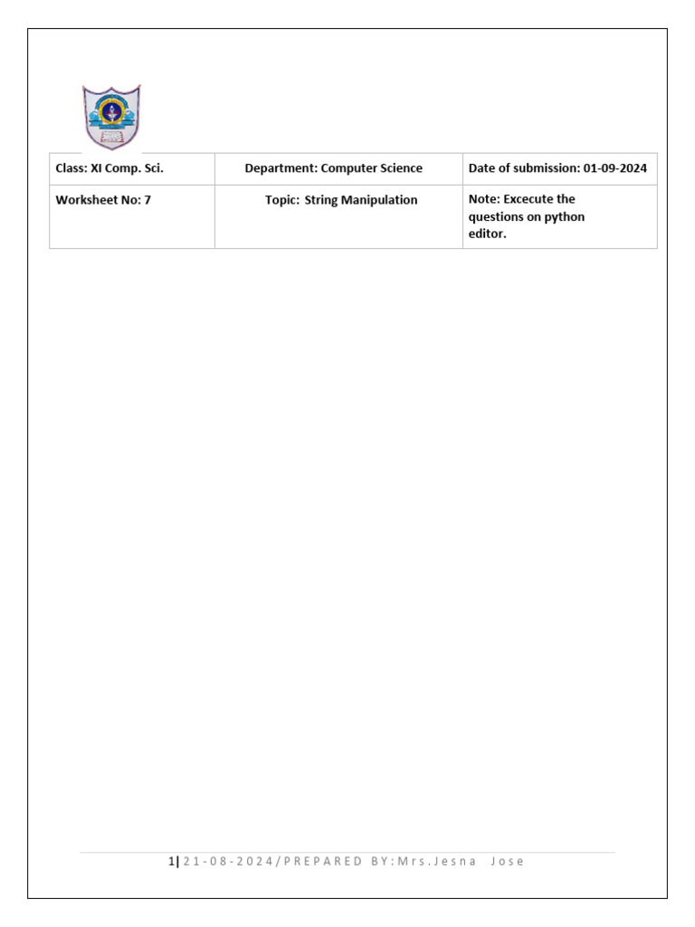 7352163-Class 11 - CS - WS - 7 | PDF | Computer Programming | Computing