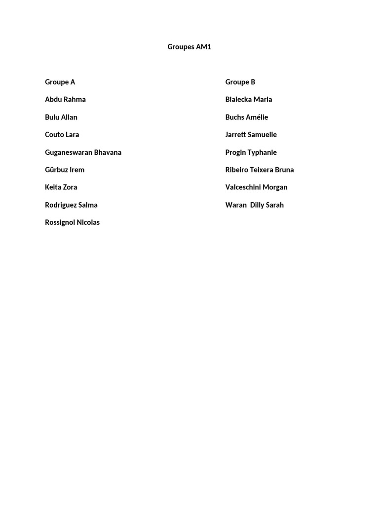 Groupes AM1 | PDF