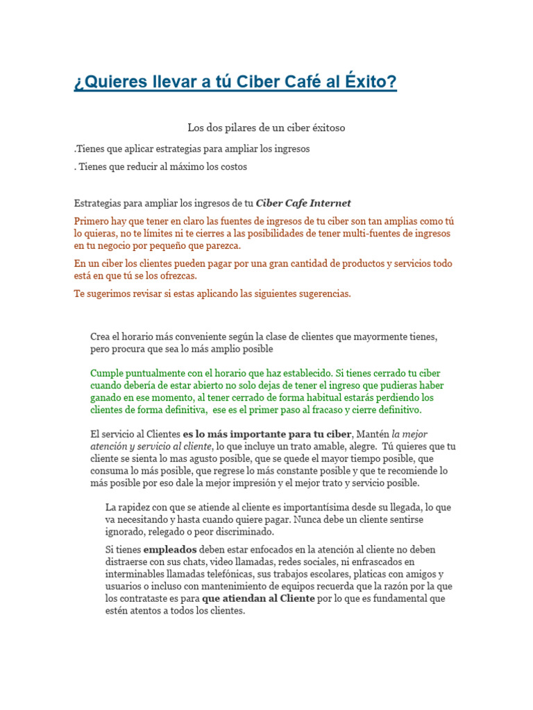 Quieres Llevar A Tú Ciber Café Al Éxito | PDF | Documento de identidad ...