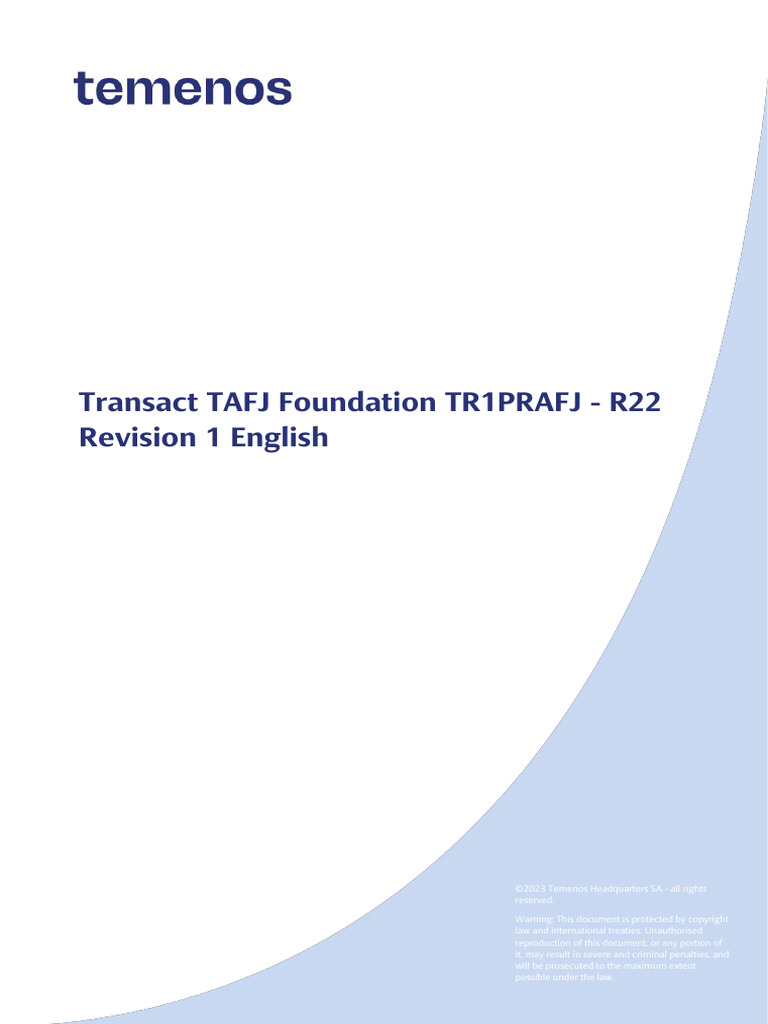 Course Document Transact TAFJ Foundation TR1PRAFJ - R22 Revision 1 English | PDF | Java ...