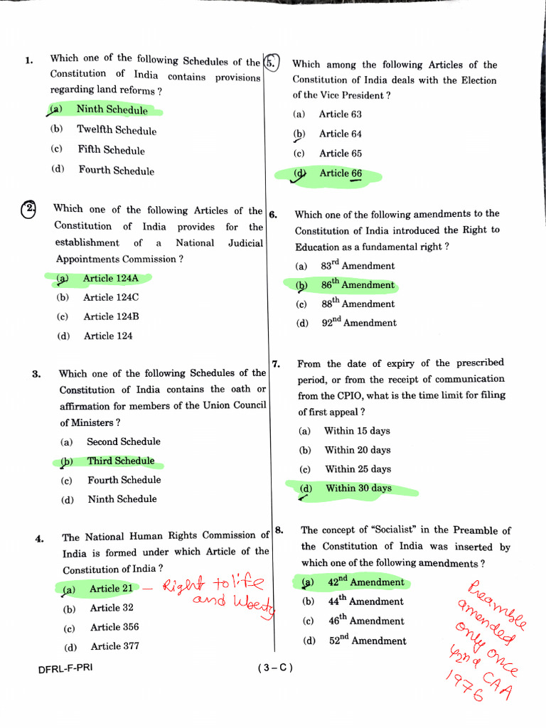 Answer Key Paper 1 Upsc Ldce | PDF | Government Of India | Governance