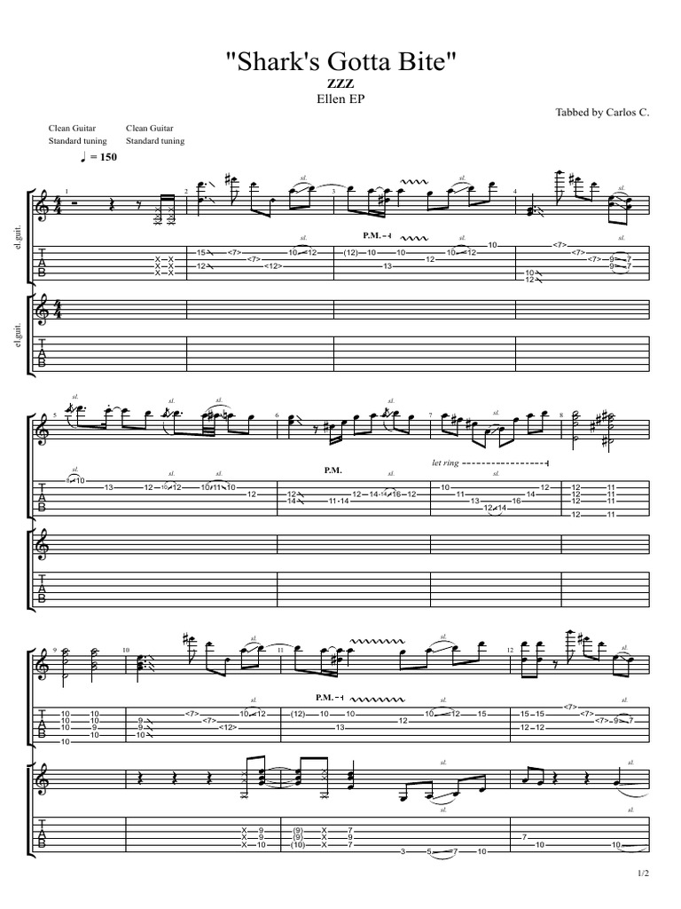 ZZZ - Ellen EP - Shark's Gotta Bite (Intro) | PDF | Guitar Family ...