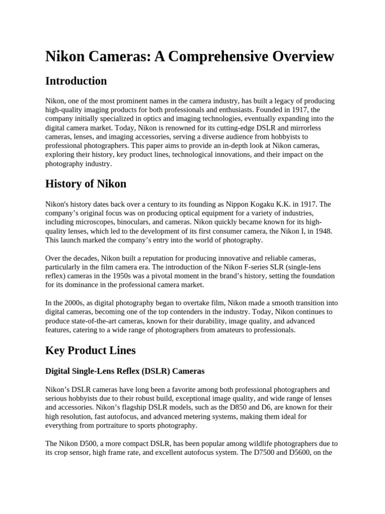 Nikon Cameras | PDF | Nikon | Digital Single Lens Reflex Camera
