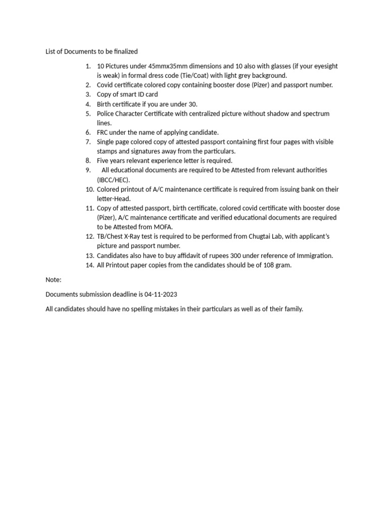 Required Documents | PDF