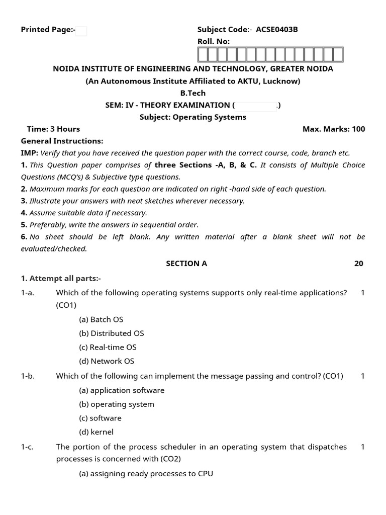 ACSE0403B | PDF | Scheduling (Computing) | Computer Data Storage