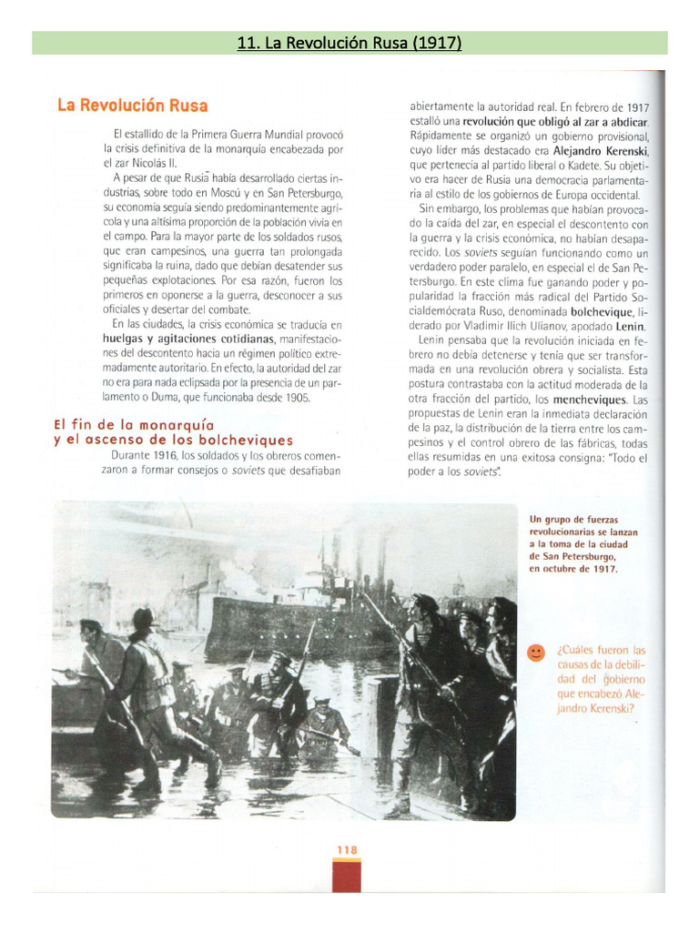 Lectura y Actividades. La Revolución Rusa (1917) | PDF
