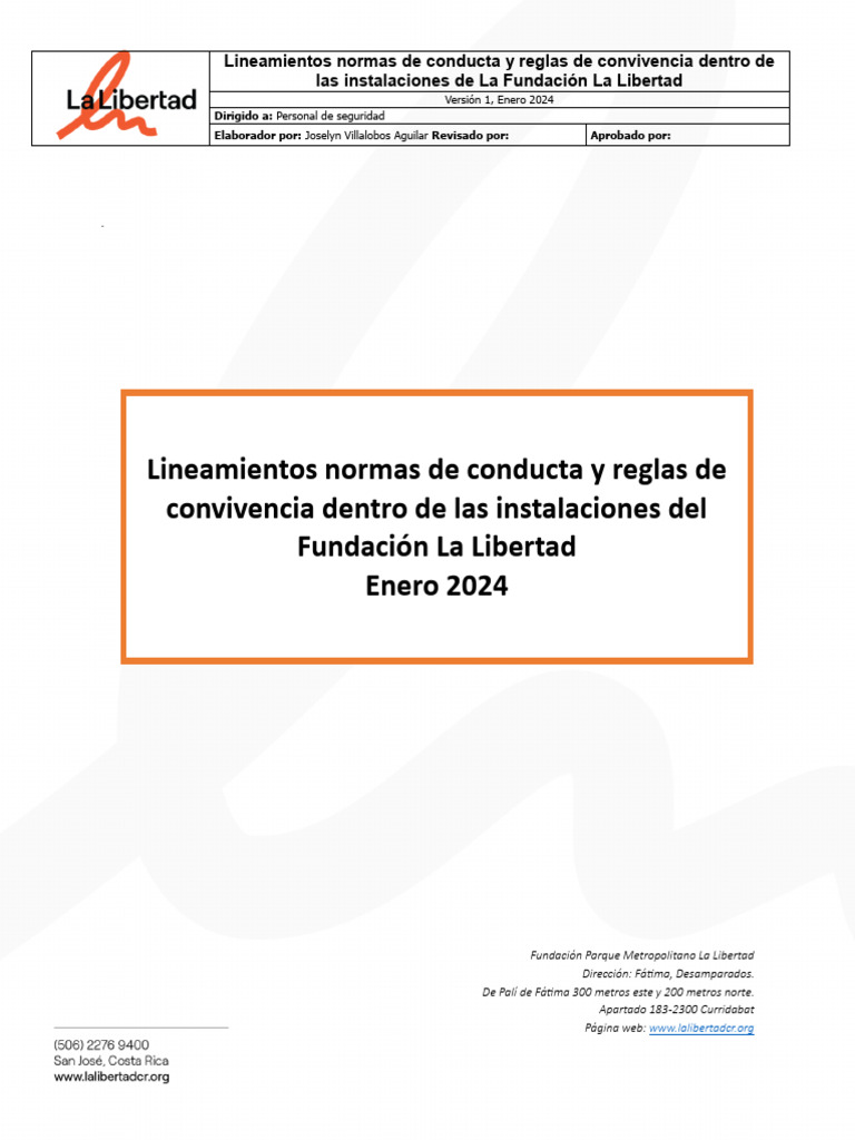 Lineamientos de Normas de Conducta y Reglas de Convivencia Dentro de La ...