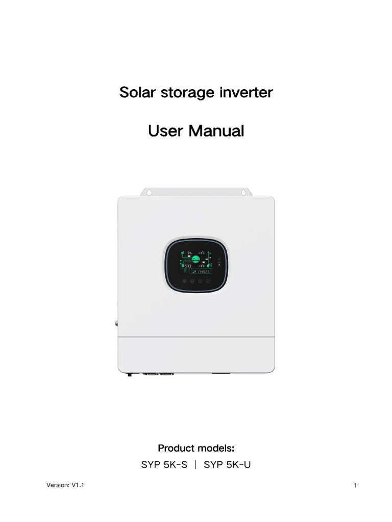 SYP Series Solar Storage Inverter Manual | PDF | Power Supply ...