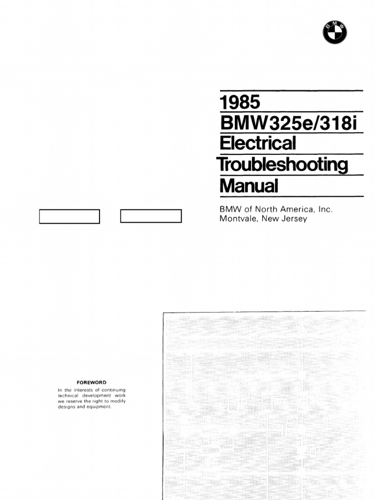1985 BMW 318i - 325e Electrical Troubleshooting Manual_022927 | PDF