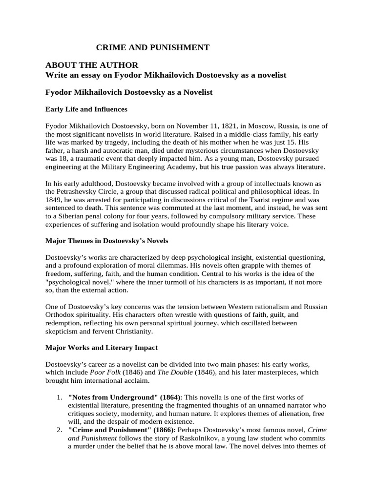 Crime and Punishment Notes | PDF | Crime And Punishment | The Brothers ...