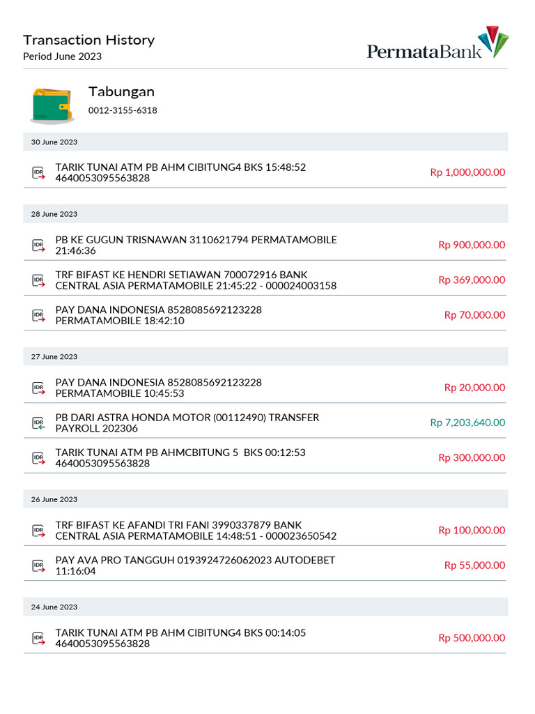 Transaction History - IB Payroll - Mudharabah6318 - 55202410924 | PDF ...