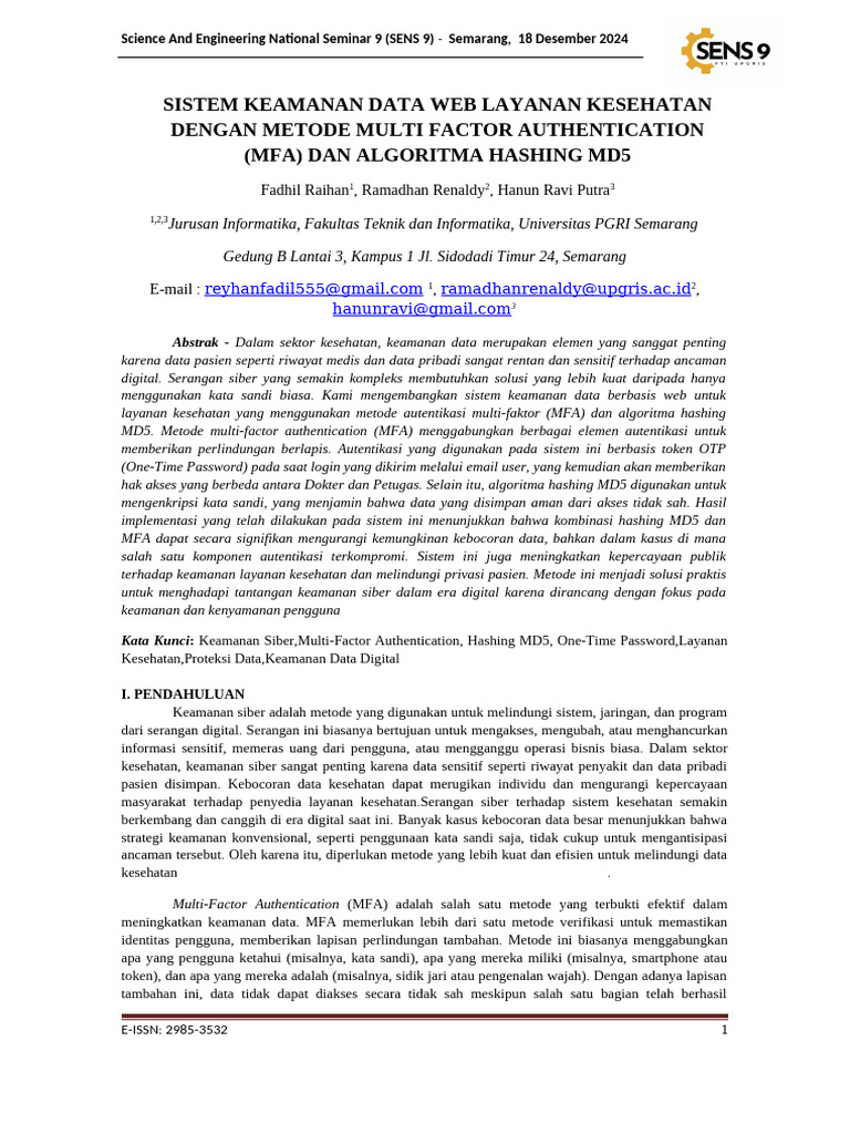 Fullpaper Fadhil Raihan Sistem Keamanan Data Web Layanan Kesehatan ...