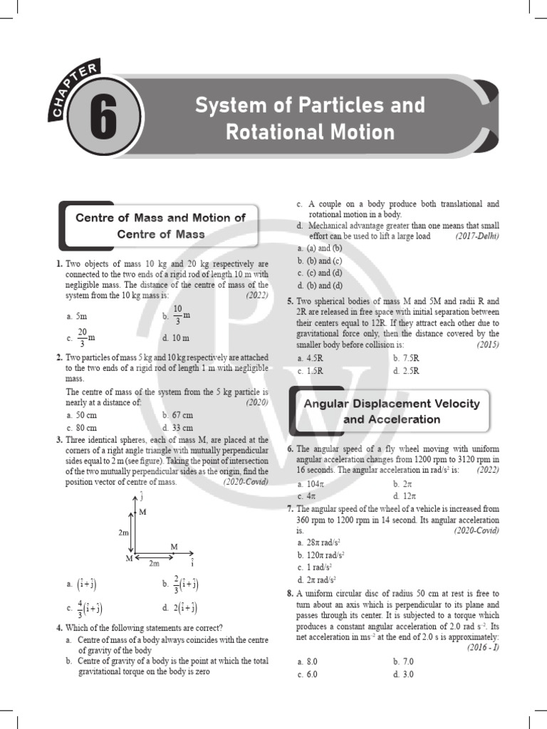 06 - System of Particles and Rotational Motion | PDF | Rotation Around A Fixed Axis | Torque