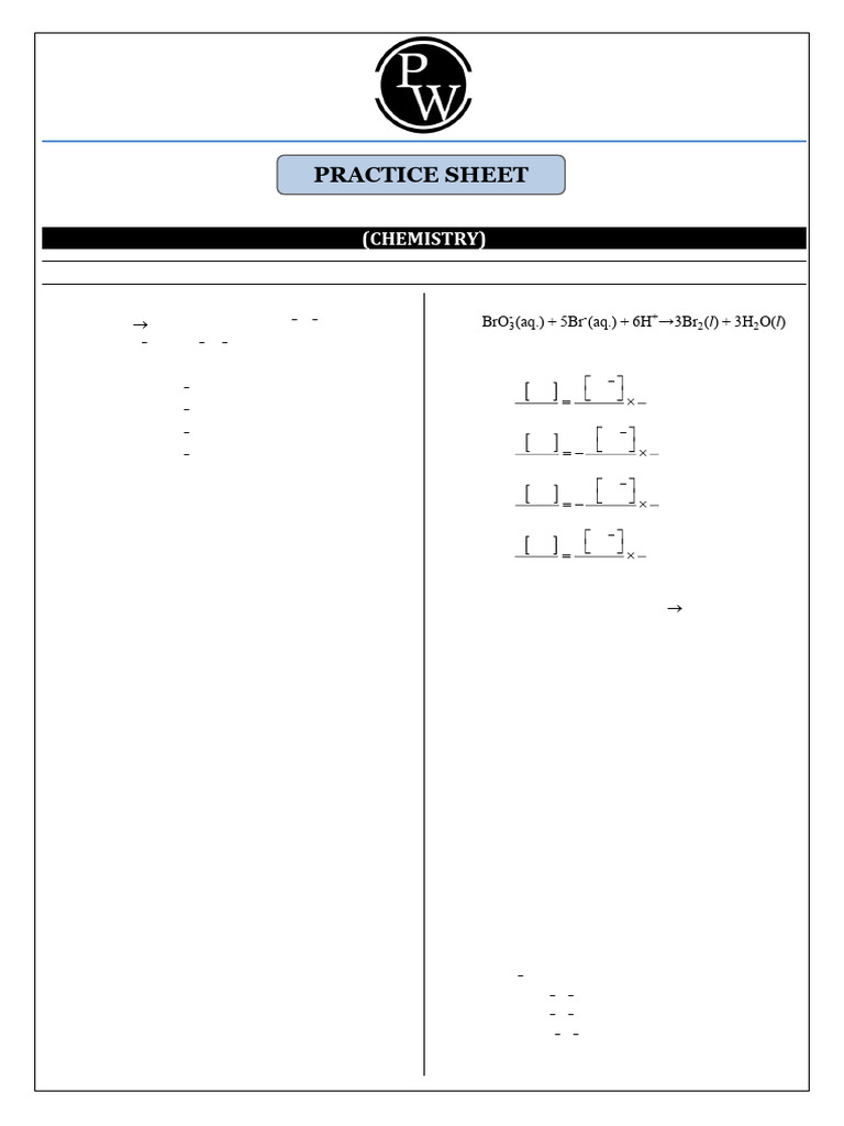 Chemical Kinetics - Practice Sheet | PDF | Reaction Rate | Activation ...