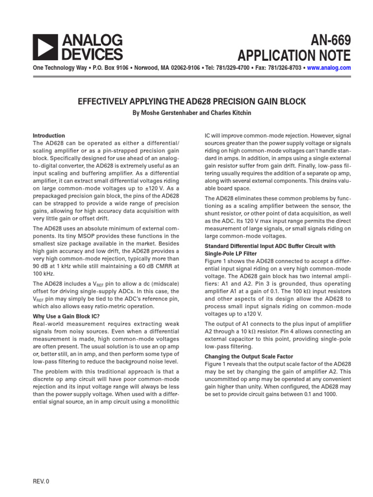AN669 - Effectively Applying AD628 | PDF | Amplifier | Operational ...