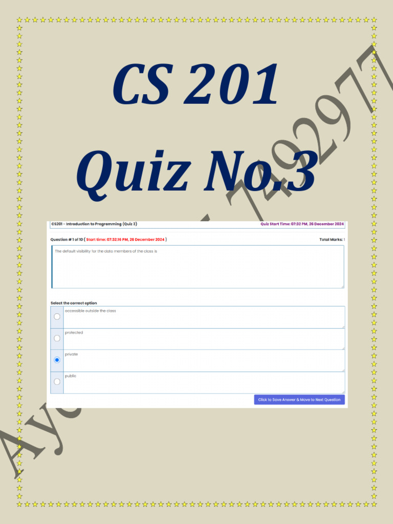 CS 201 Quiz No. 3 Details | PDF