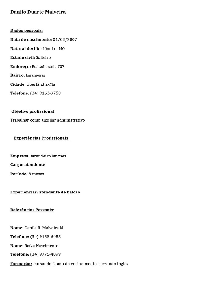 Currículo Danilo | PDF