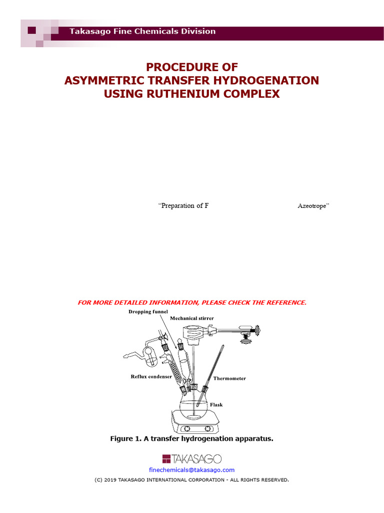 Takasago Procedure of Asymmetric Transfer Hydrogenation Using Ruthenium ...