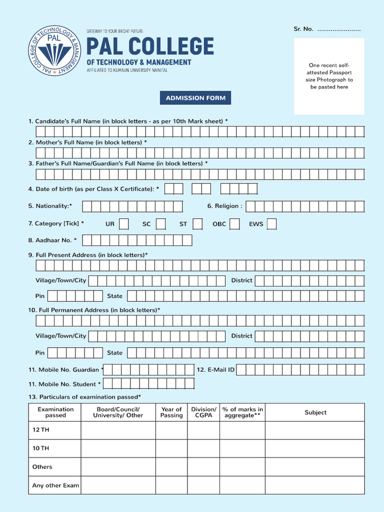 Admission Form | PDF