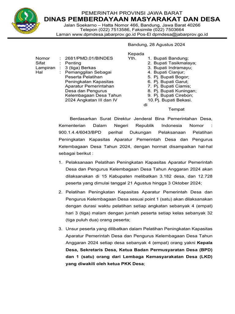 (21.30) 2024.08.28 Permohonan Peserta P3PD Angkatan 3 Dan 4 | PDF