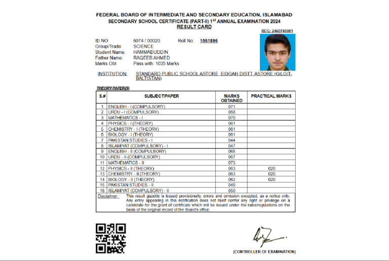 portal fbise edu pk fbise conduct result Result link ssc2 php rollNo 1051896 name annual SSC II ...