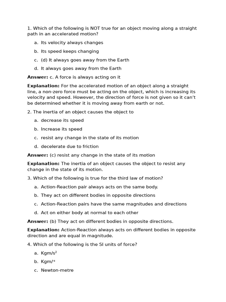 Physics Concepts: Motion and Forces Explained | PDF | Force | Acceleration