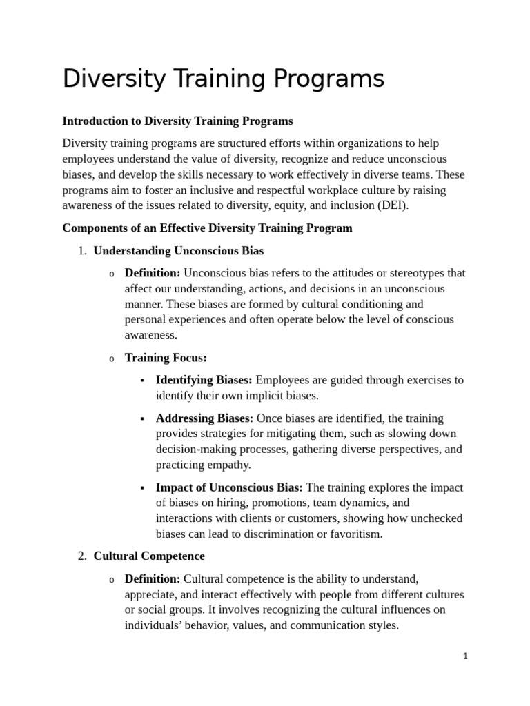 Diversity Training Programs | PDF | Bias | Communication