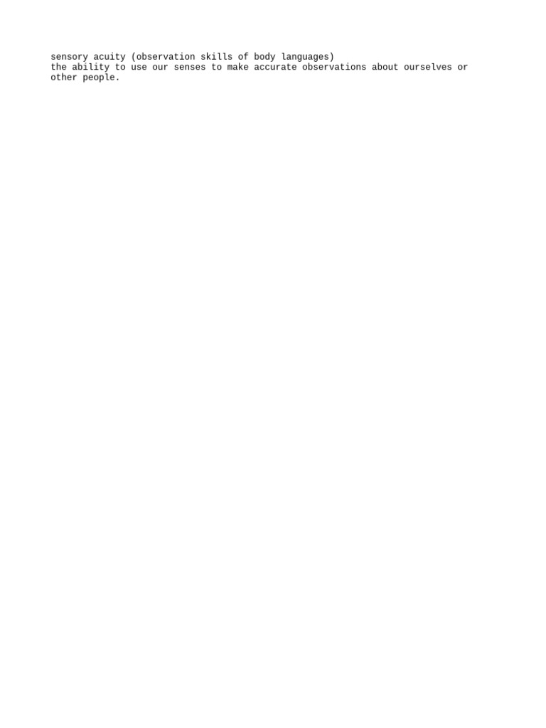 Sensory Acuity (Observation Skills) | PDF