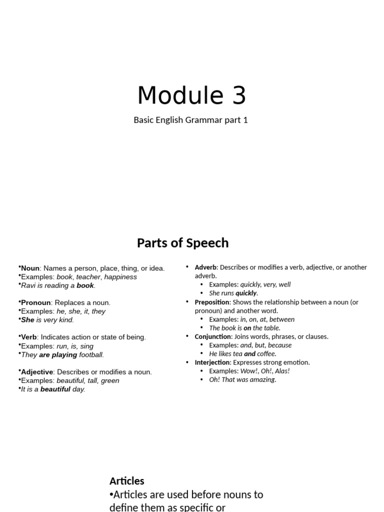 Module 3 | PDF | Part Of Speech | Adverb