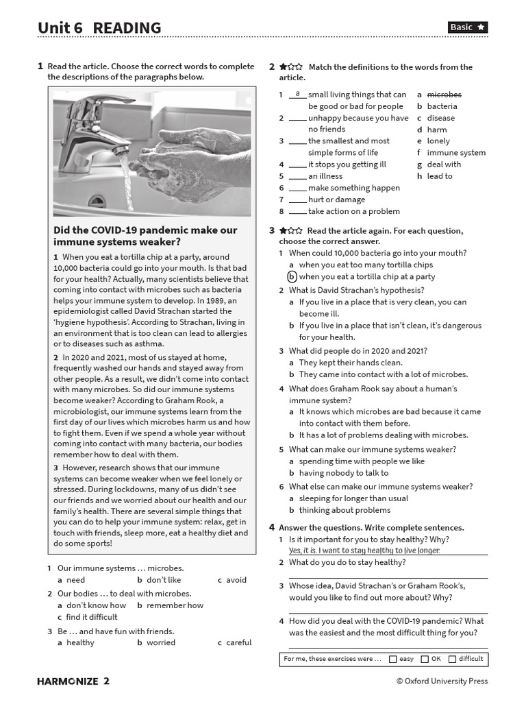 Harmonize 2 TRM Reading Unit 6 Worksheets | PDF | Medical Statistics ...