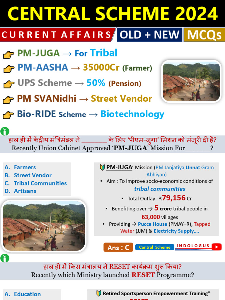Overview of Recent Central Schemes | PDF | Government Of India