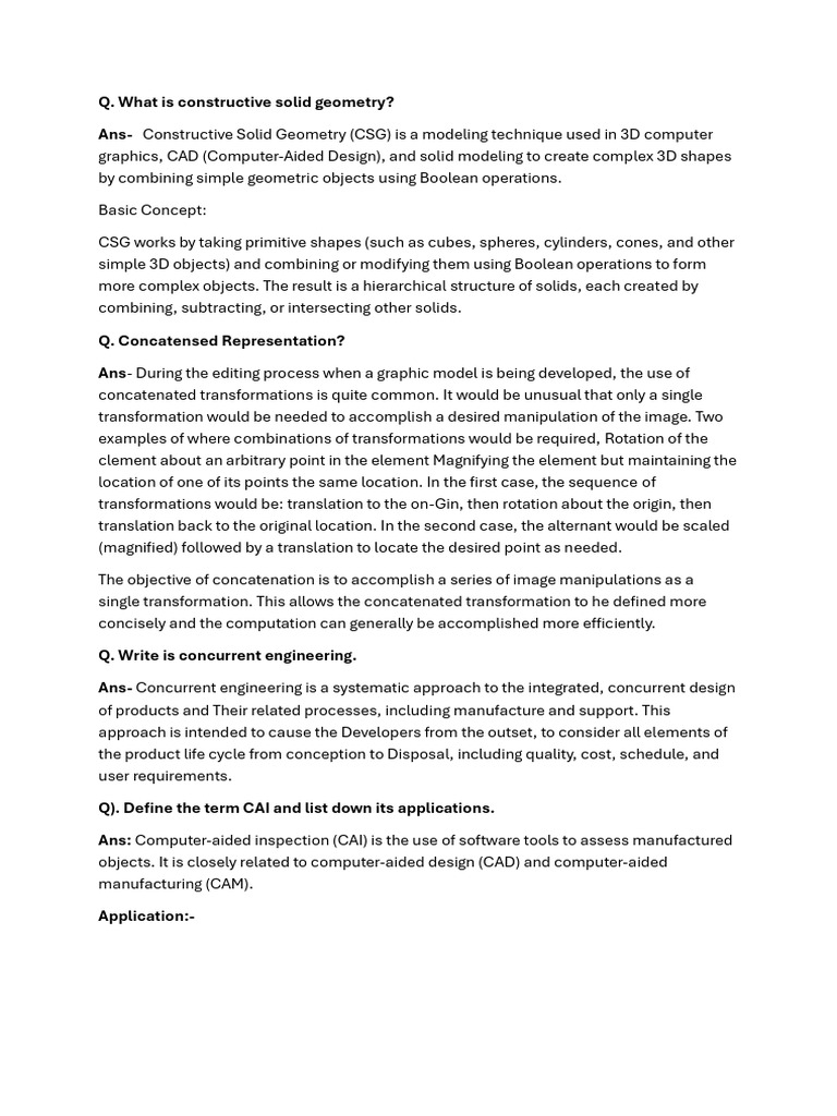 CAD and CAM Section A | PDF | Computer Aided Design | 2 D Computer Graphics