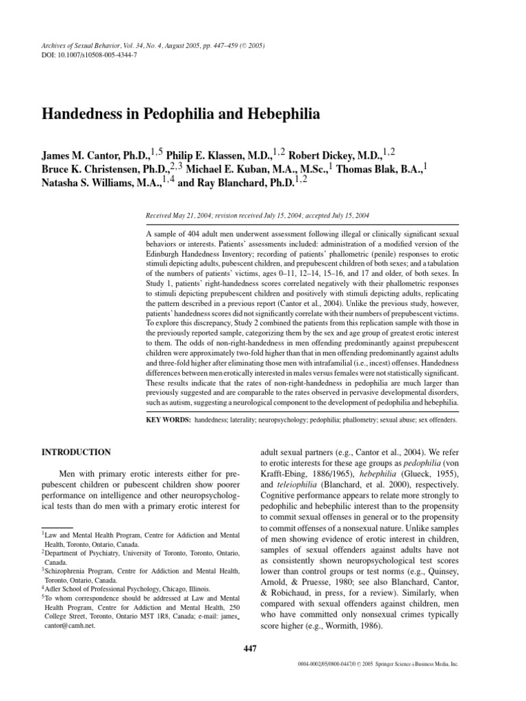 Pedo Filia | PDF | Pedophilia | Handedness