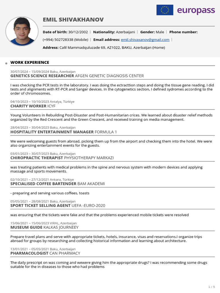 Cv Updated | PDF | Azerbaijan | Health Sciences