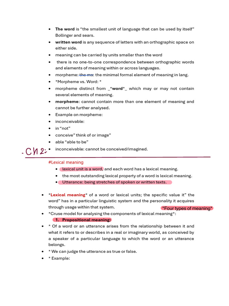 First chapter summary | PDF | Word | Semantics
