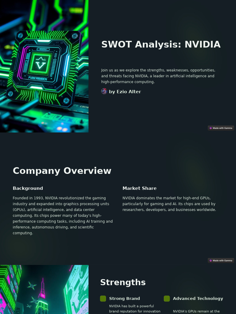 SWOT-Analysis-NVIDIA | PDF | Graphics Processing Unit | Artificial Intelligence