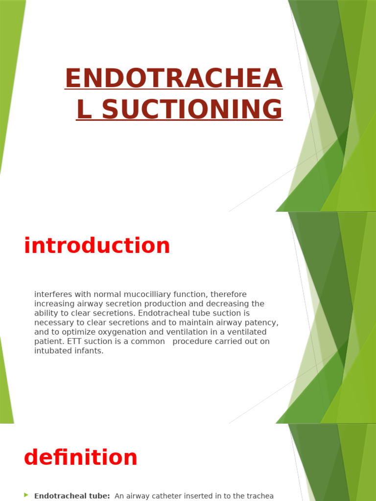 Endotracheal Suctioning Procedure Guide | PDF | Clinical Medicine ...