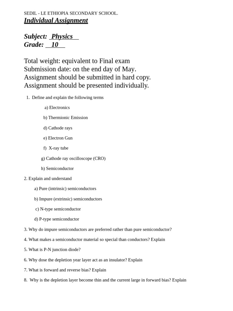 Grade-10-Physics - Unit 5 | PDF | Semiconductors | Transistor