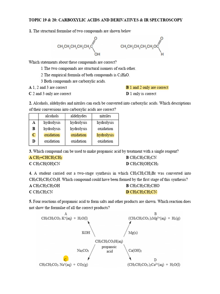 Carboxylic Acids & IR Spectroscopy Guide | PDF | Ester | Carboxylic Acid