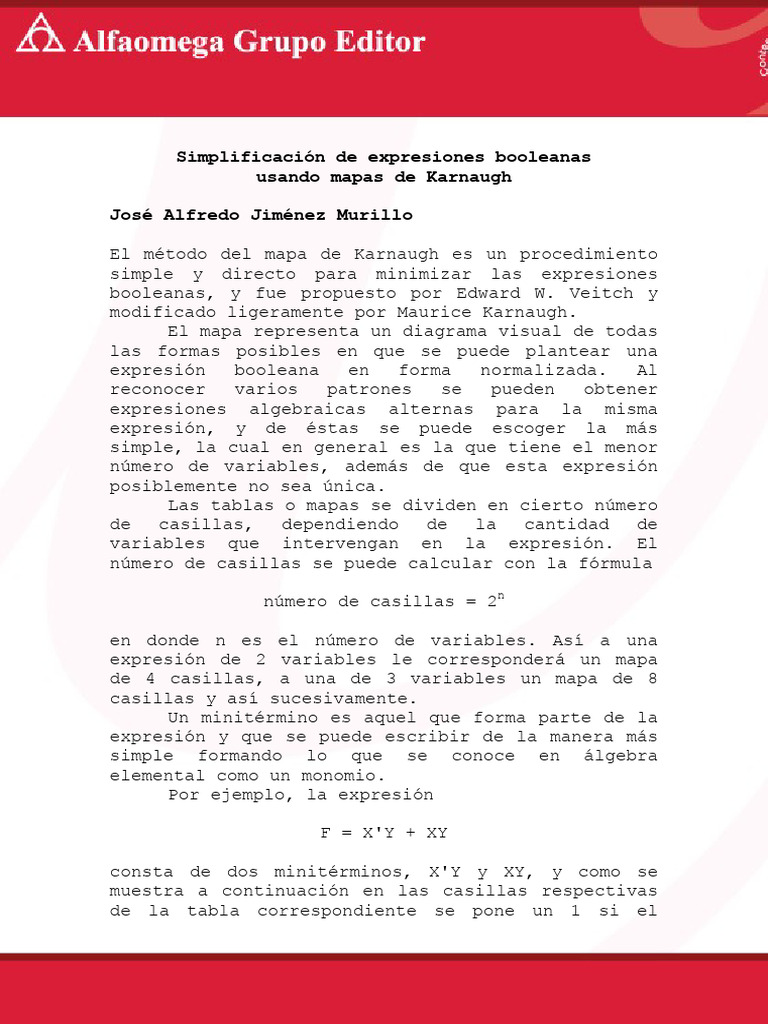 Mapas de Karnaugh Simplificacion de Expresiones Booleanas | PDF | Álgebra de Boole | Enseñanza ...