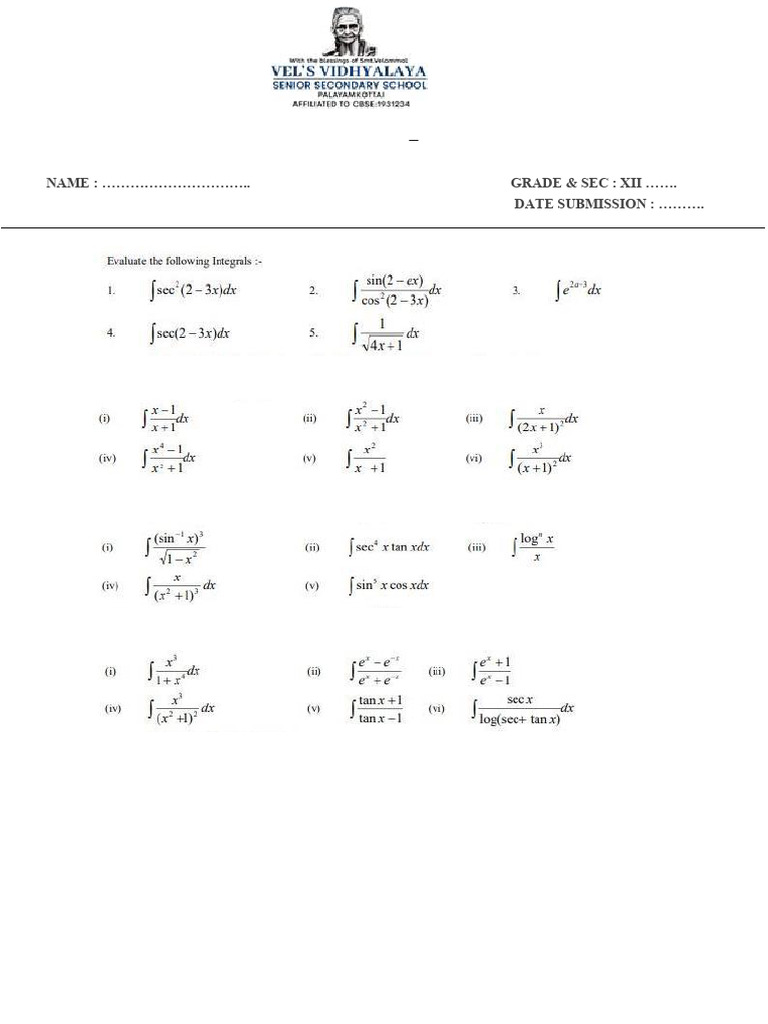 Grade XII B Worksheet (1) | PDF