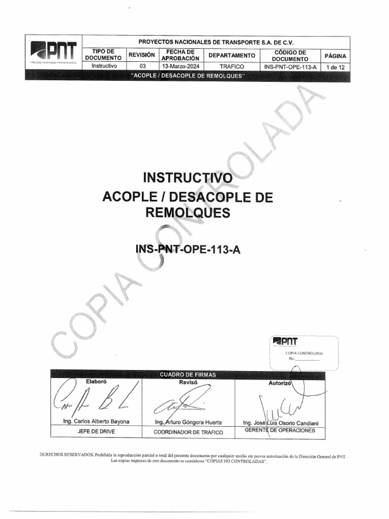 Ins-pnt-113-A Instructivo Acople y Desacople | PDF