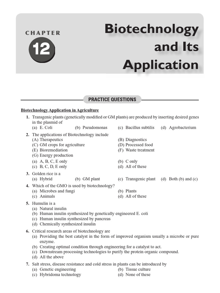Biotechnology and It's Applications | PDF | Genetically Modified Organism | Genetic Engineering