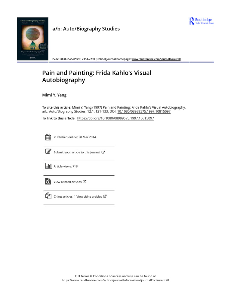 Pain and Painting - Frida Kahlo's Visual Autobiography | PDF | Image ...